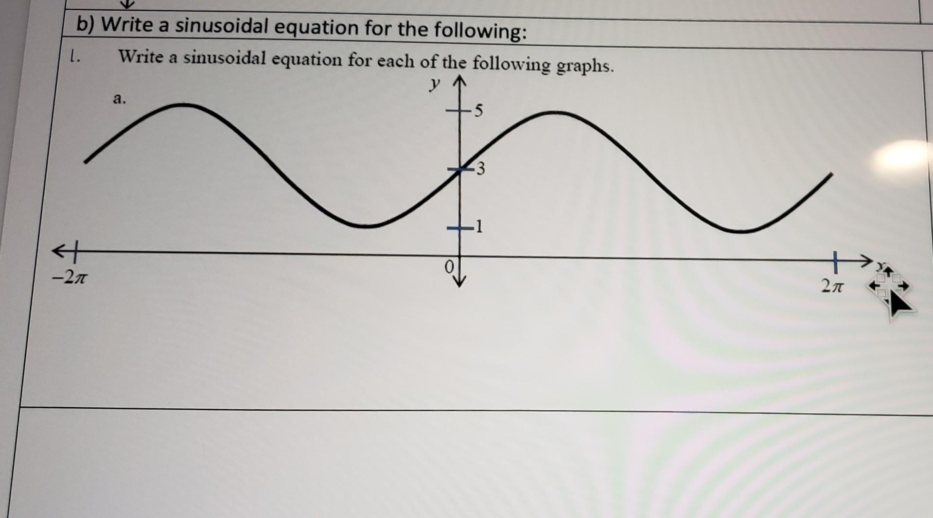 Solved Write a sinusoidal equation for each of the following | Chegg.com