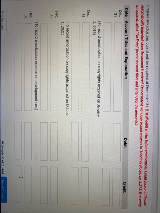 Solved Current Attempt in Progress The intangible assets and | Chegg.com