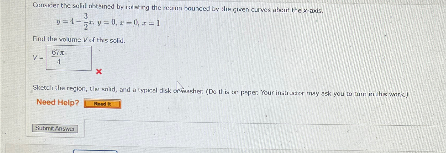 Solved Consider the solid obtained by rotating the region | Chegg.com