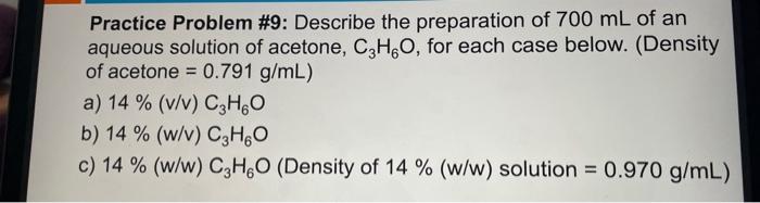 Solved Practice Problem #9: Describe the preparation of 700 | Chegg.com