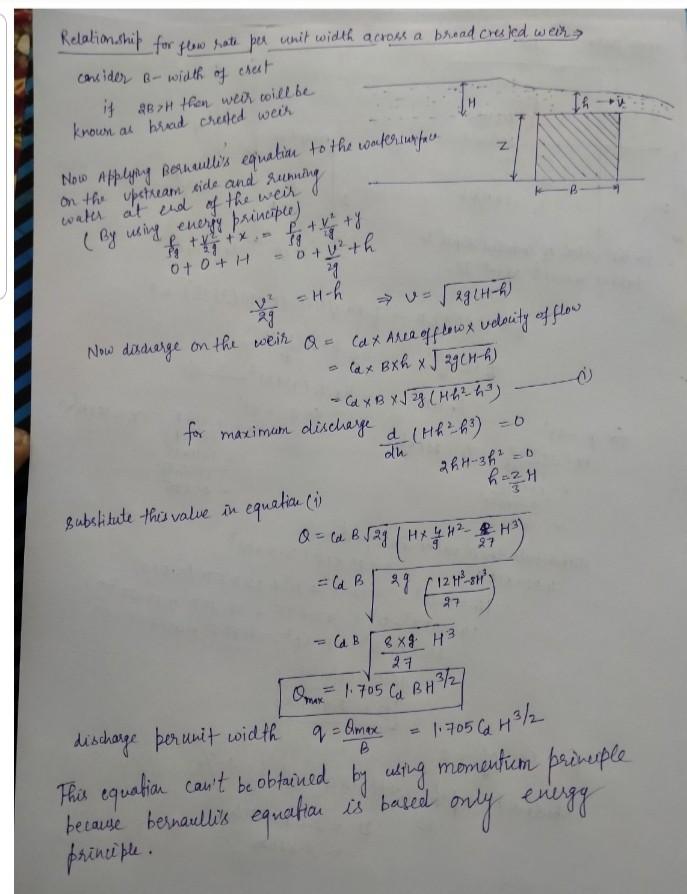 Solved Q1: Find a relationship for flow rate per unit width | Chegg.com
