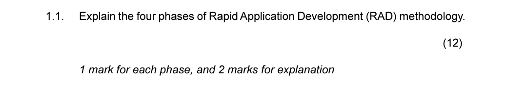 1.1. ﻿Explain the four phases of Rapid Application | Chegg.com