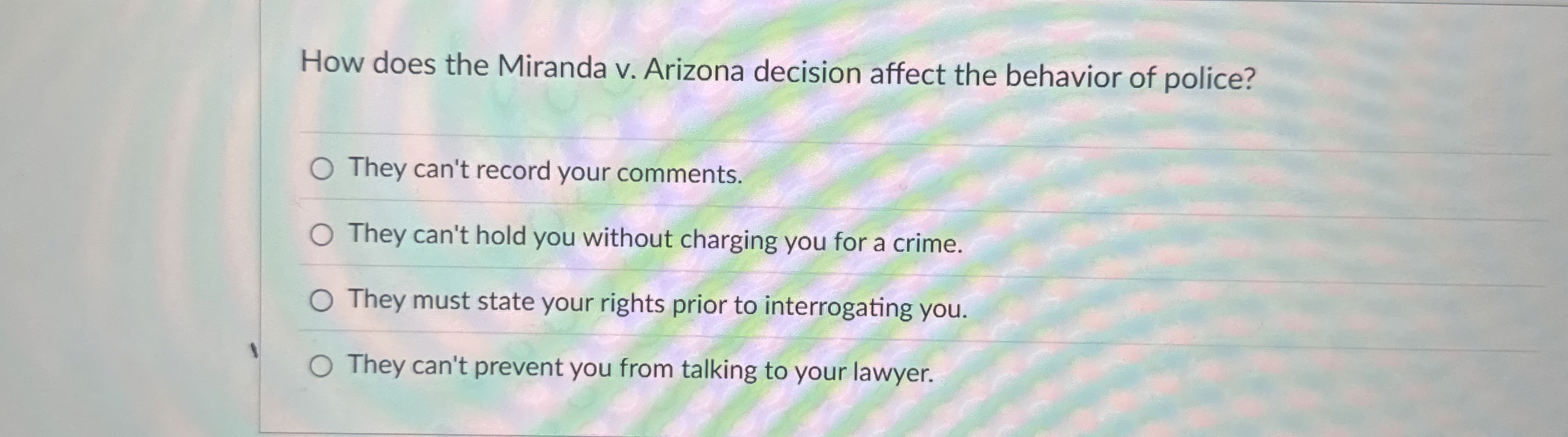 Solved How does the Miranda v. ﻿Arizona decision affect the | Chegg.com