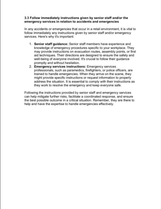 Solved 3.3 Follow immediately instructions given by senior | Chegg.com
