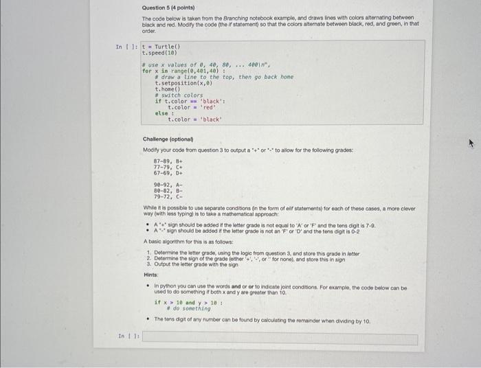 Solved Question 5 ( 4 points) The code below is eaken from | Chegg.com