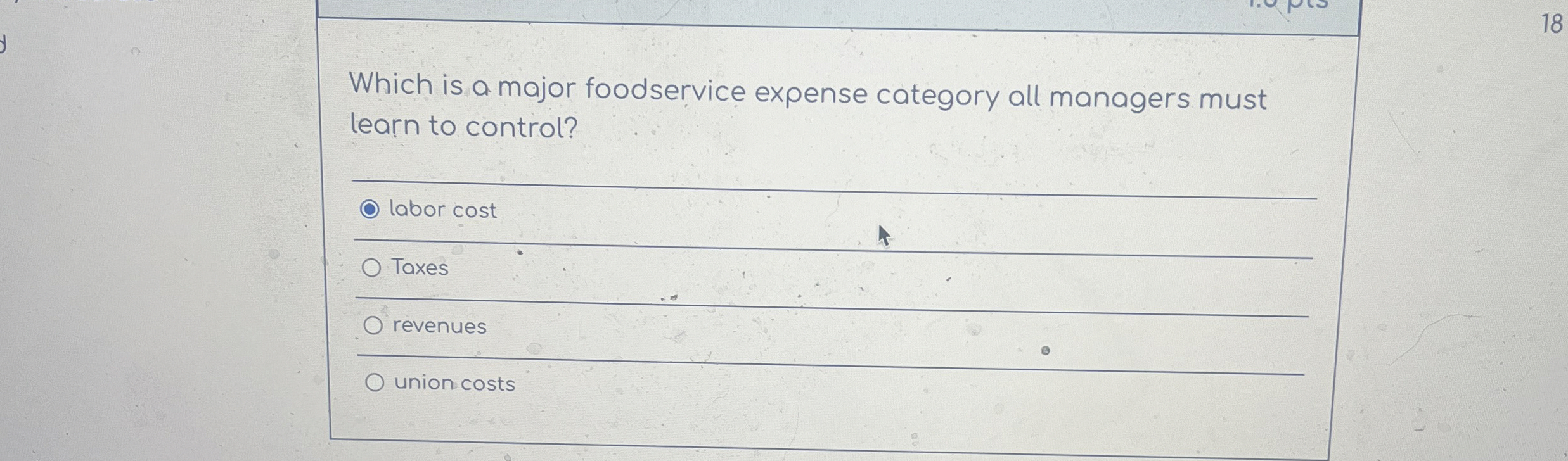 Solved Which is a major foodservice expense category all | Chegg.com
