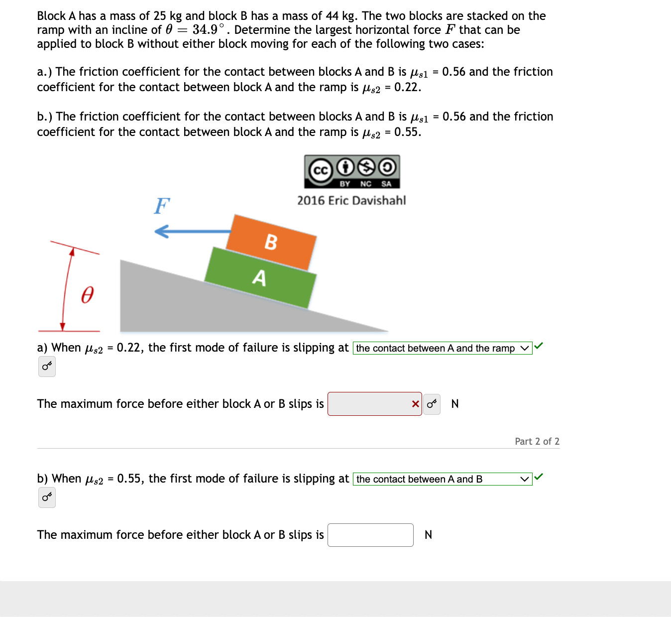 Solved Block A has a mass of 25kg ﻿and block B ﻿has a mass | Chegg.com