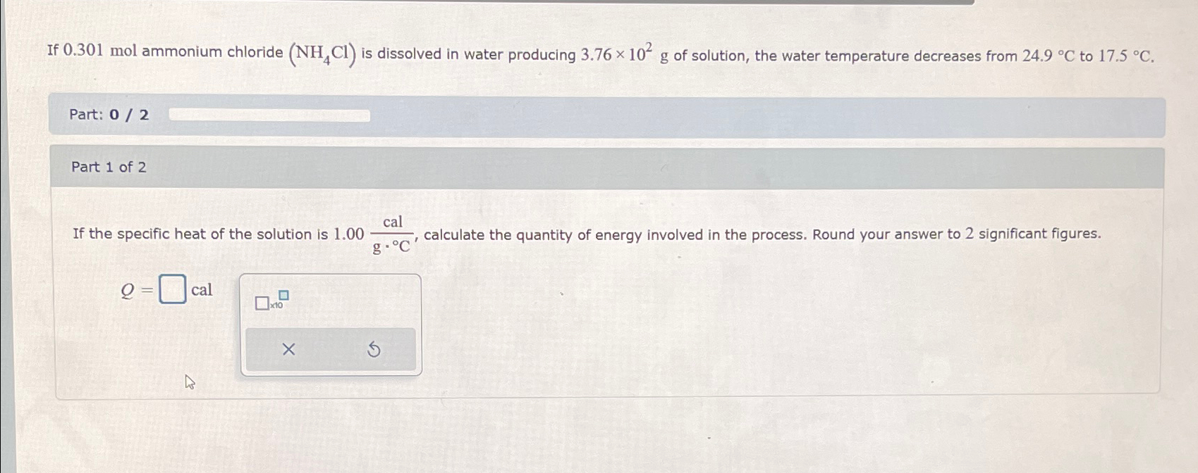 Solved If 0.301mol ammonium chloride (NH4Cl) ﻿is dissolved | Chegg.com