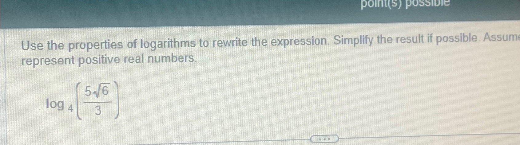 Solved Use the properties of logarithms to rewrite the | Chegg.com