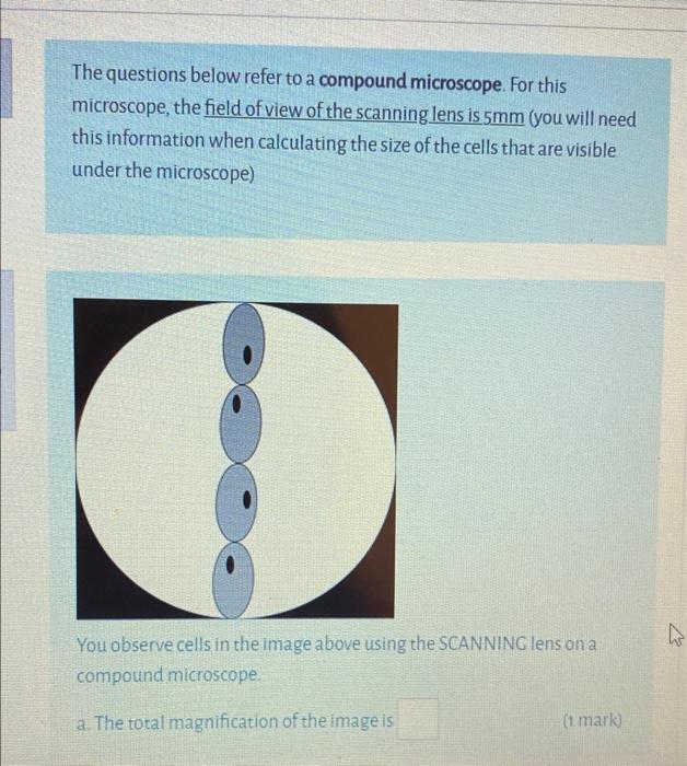 Solved The questions below refer to a compound microscope. | Chegg.com