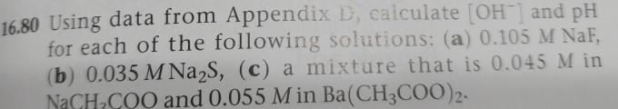 Solved 16.80 ﻿Using data from Appendix D, ﻿calculate OH-and | Chegg.com