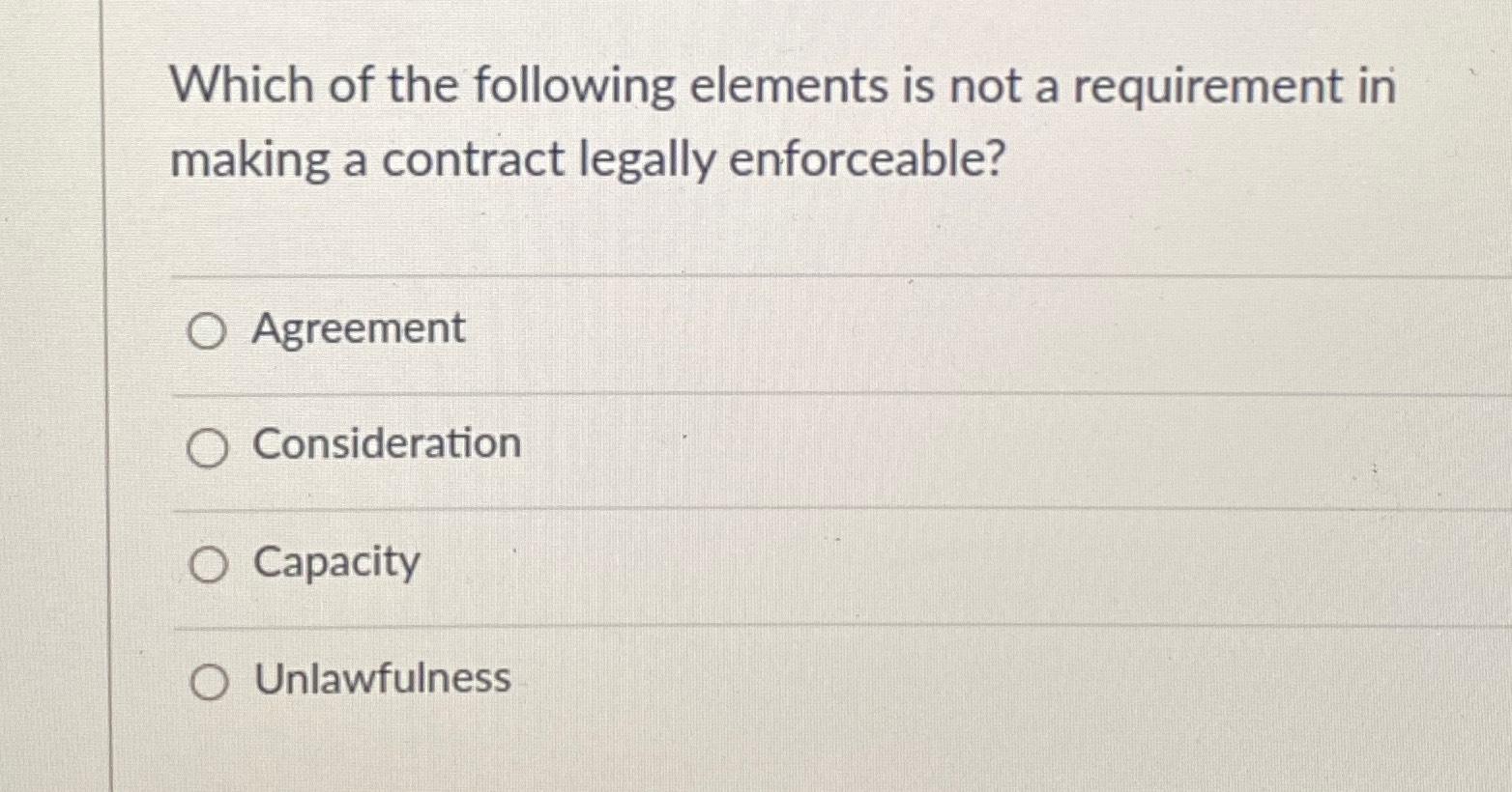 Solved Which of the following elements is not a requirement | Chegg.com
