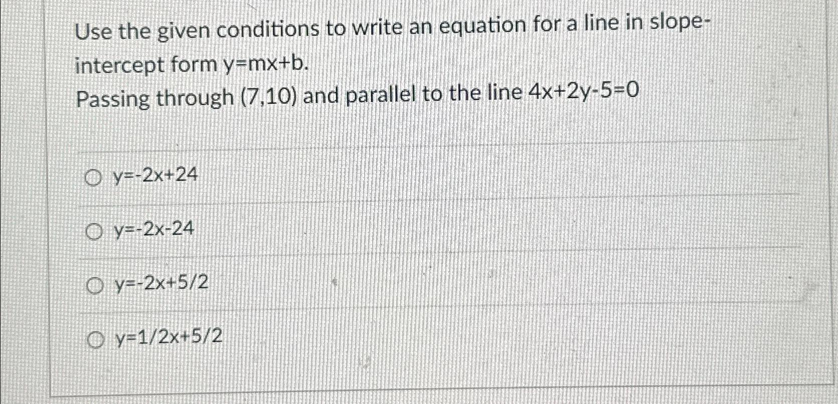 Solved Use the given conditions to write an equation for a | Chegg.com