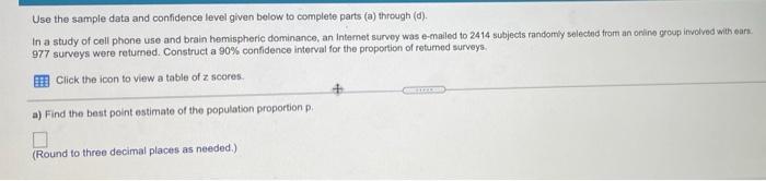 Solved b. identify the value of the margin of error Ec. | Chegg.com