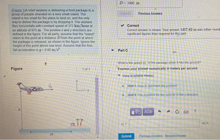 Solved (Figure 1)A relief airplane is delivering a food | Chegg.com