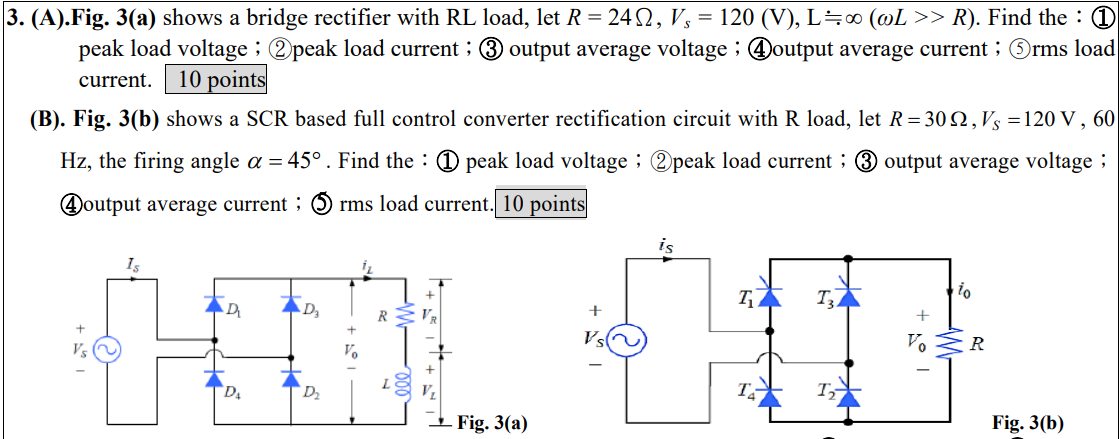 Solved (A).Fig. 3(a) ﻿shows a bridge rectifier with RL | Chegg.com