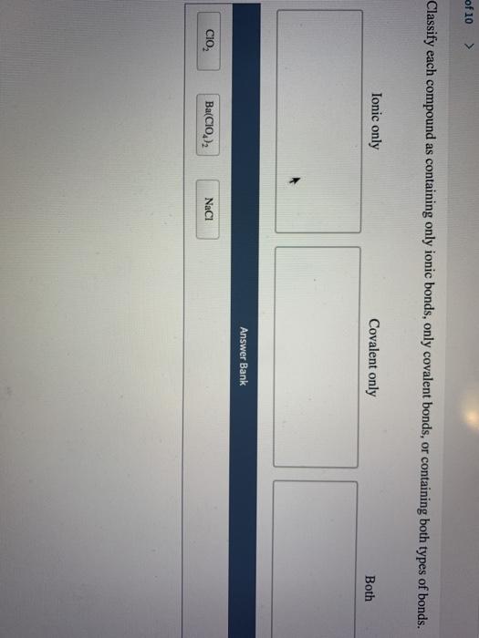 Solved Classify each compound as containing only ionic | Chegg.com