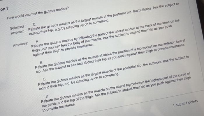 Solved How would you test the gluteus medius? Selected | Chegg.com