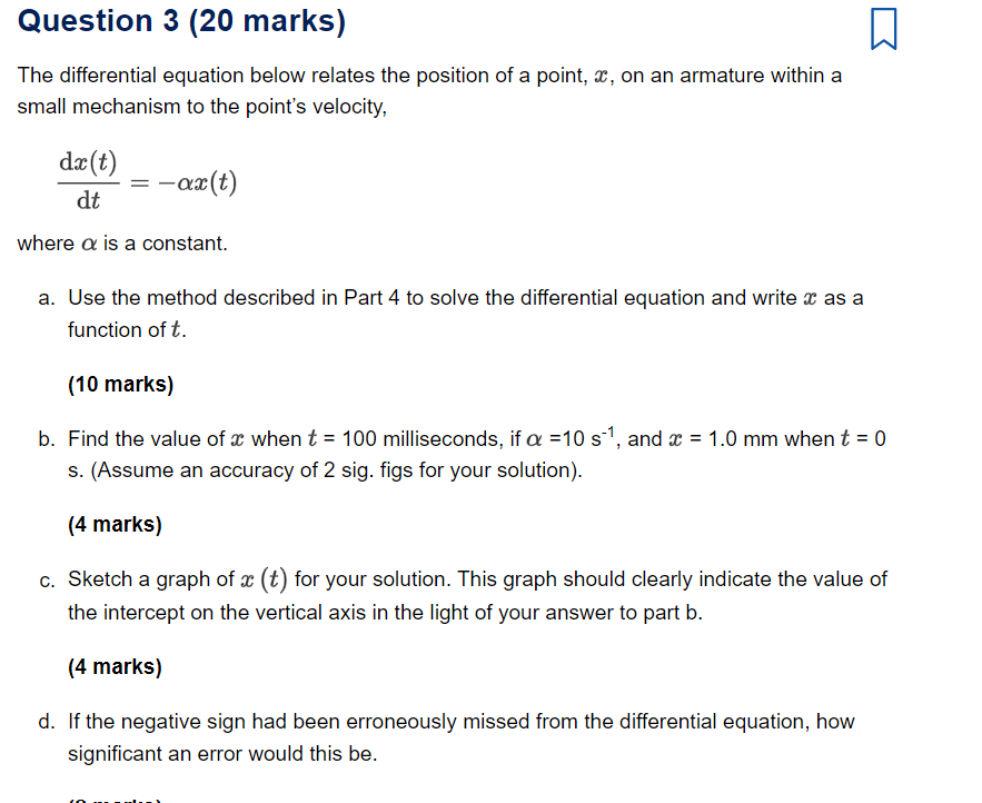 Solved Question 3 (20 ﻿marks)The differential equation below | Chegg.com