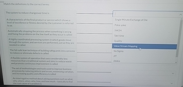 Solved Match the definitions to the correct terms:The system | Chegg.com