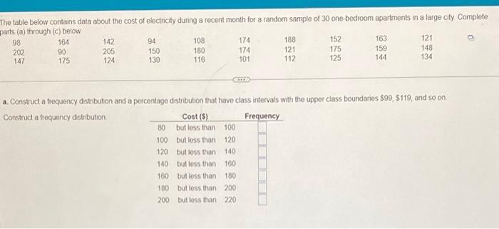 Solved a. Construct a frequency distnbuton and a percentage | Chegg.com