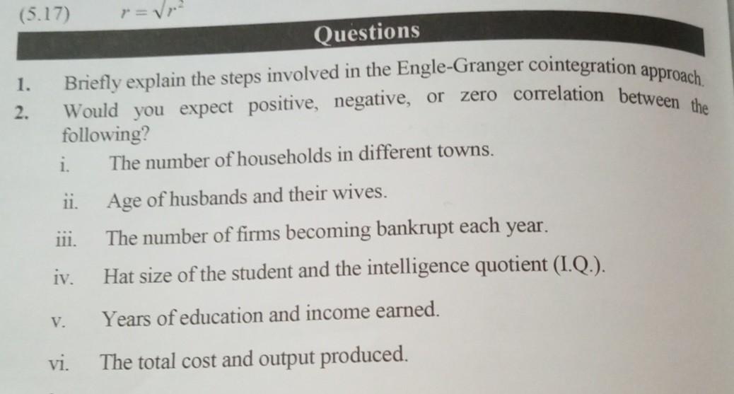 Solved (5.17) Questions 1. Briefly explain the steps | Chegg.com