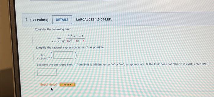 Solved Consider the following limit. | Chegg.com