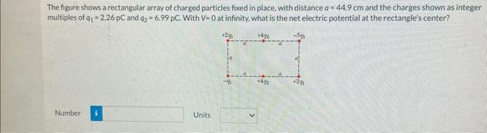 Solved The figure shows a rectangular array of charged | Chegg.com