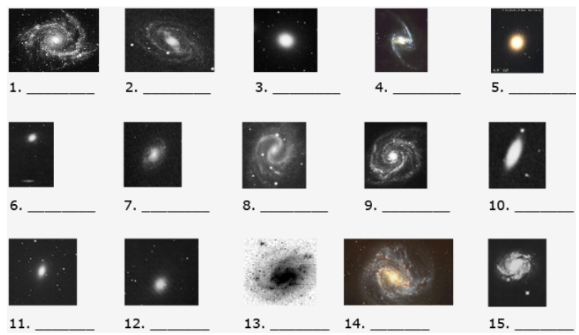Solved Classify the Hubble Type for the 15 ﻿galaxies on the | Chegg.com