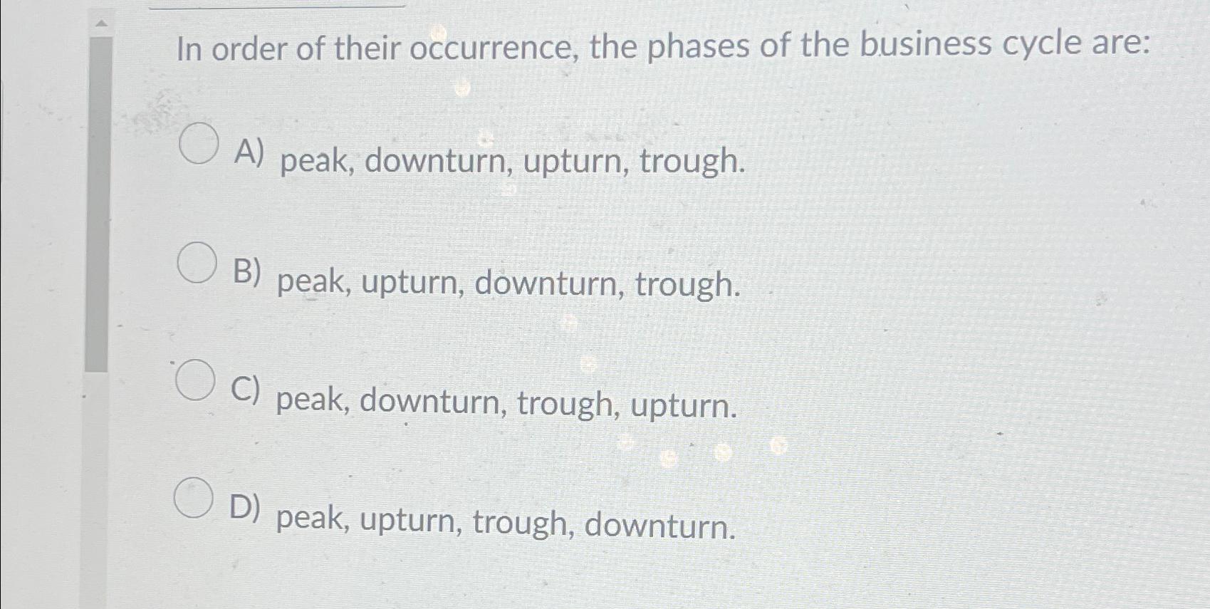 Solved In order of their occurrence, the phases of the | Chegg.com