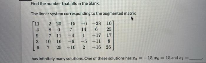 Solved Find the number that fills in the blank. The linear | Chegg.com