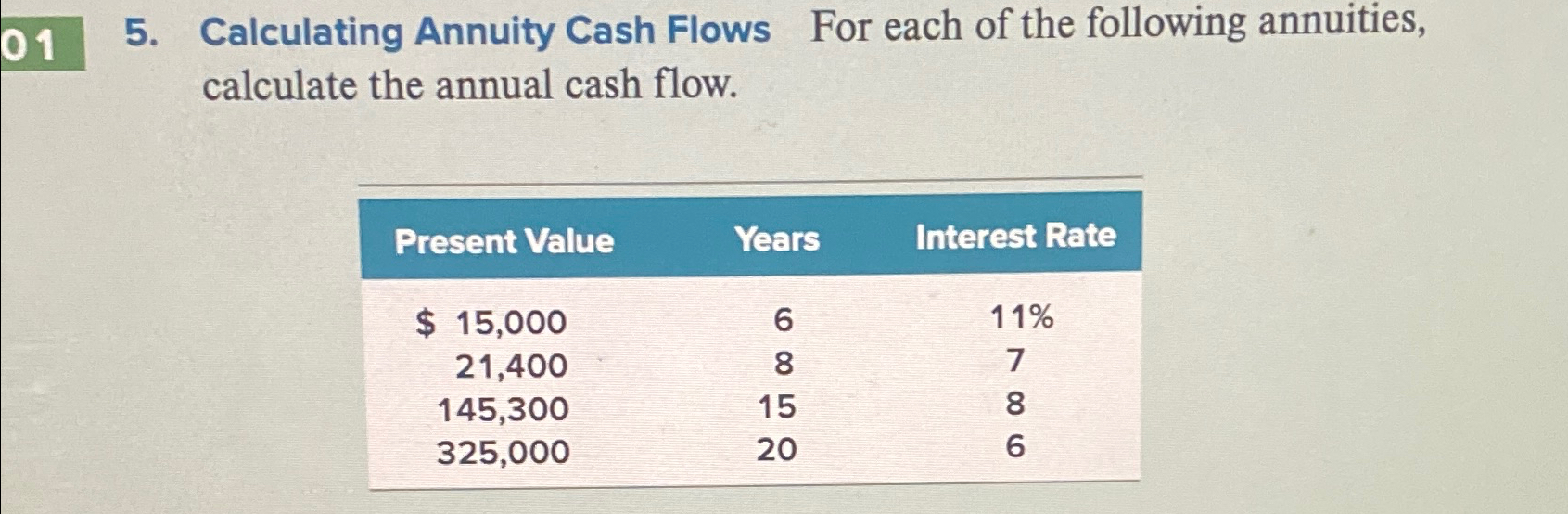 015. ﻿Calculating Annuity Cash Flows For each of the | Chegg.com
