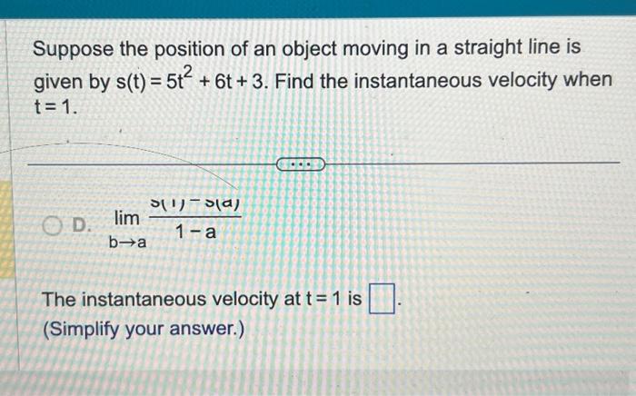Solved Suppose the position of an object moving in a | Chegg.com