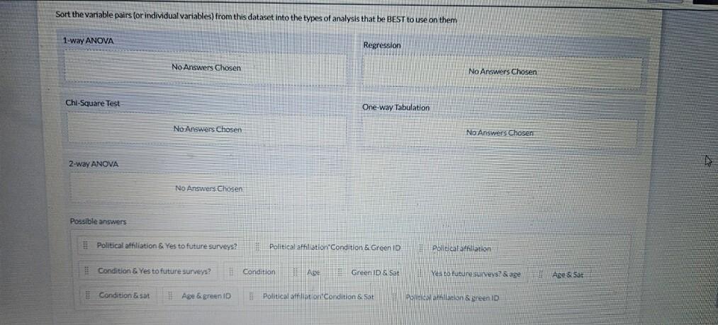 Solved Sort the variable pairs (or individual variables) | Chegg.com