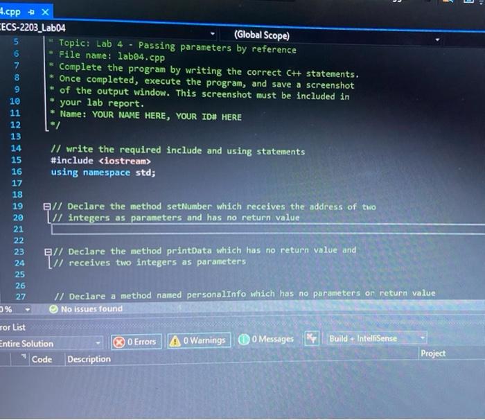 Solved 567898 4cpp = 1 CECS-2203_Lab04 (Global Scope) Topic: | Chegg.com