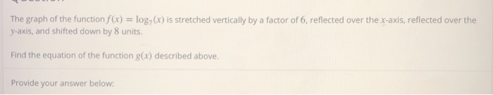 Solved The graph of the function f(x) = log (x) is stretched | Chegg.com