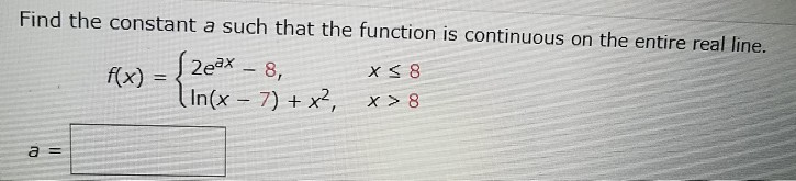 Solved Find the constant a such that the function is | Chegg.com
