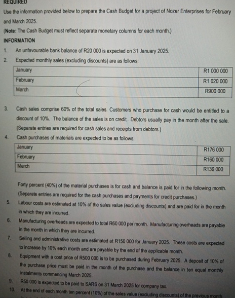 REQUIREDUse the information provided below to prepare | Chegg.com