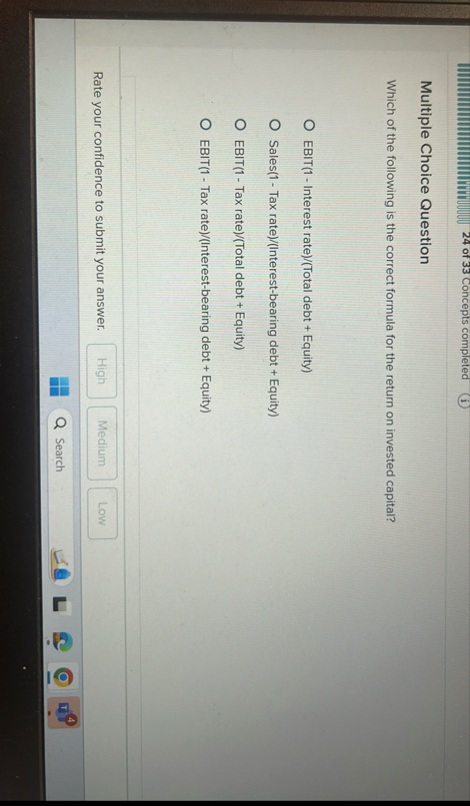 24 ﻿of 33 ﻿Concepts completed(i)Multiple Choice | Chegg.com