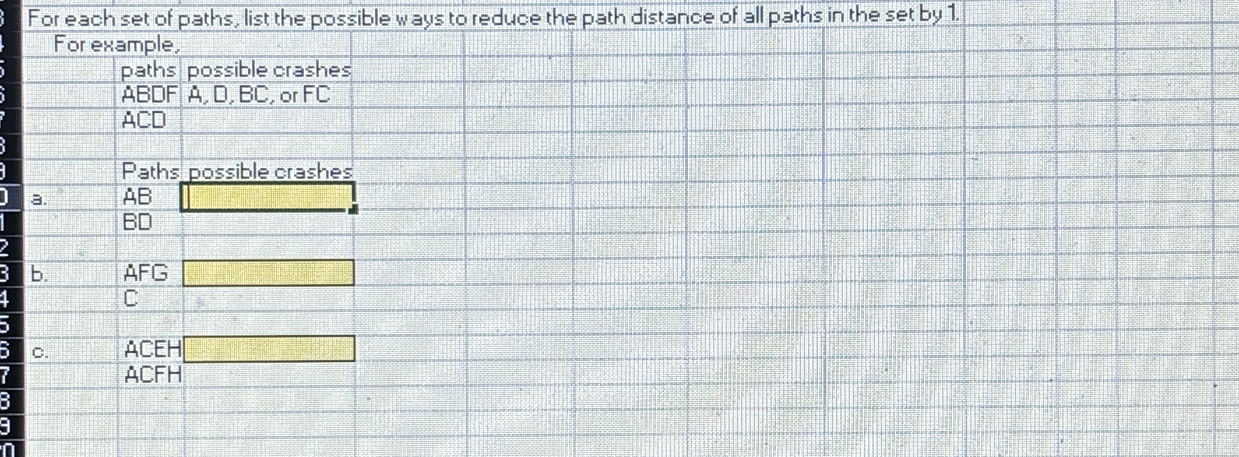 Solved For each set of paths, list the possible ways to | Chegg.com