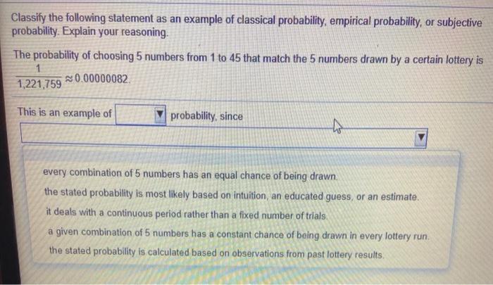 Solved Classify the following statement as an example of | Chegg.com