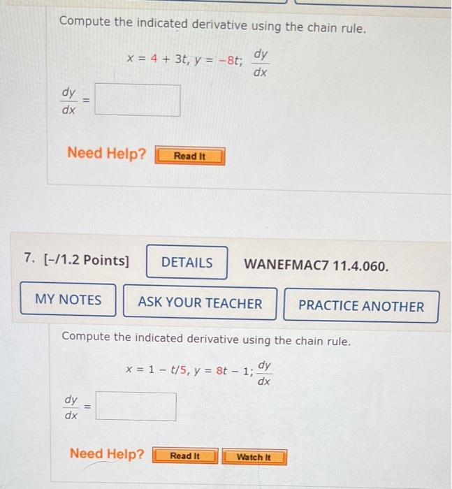 Solved Compute the indicated derivative using the chain | Chegg.com