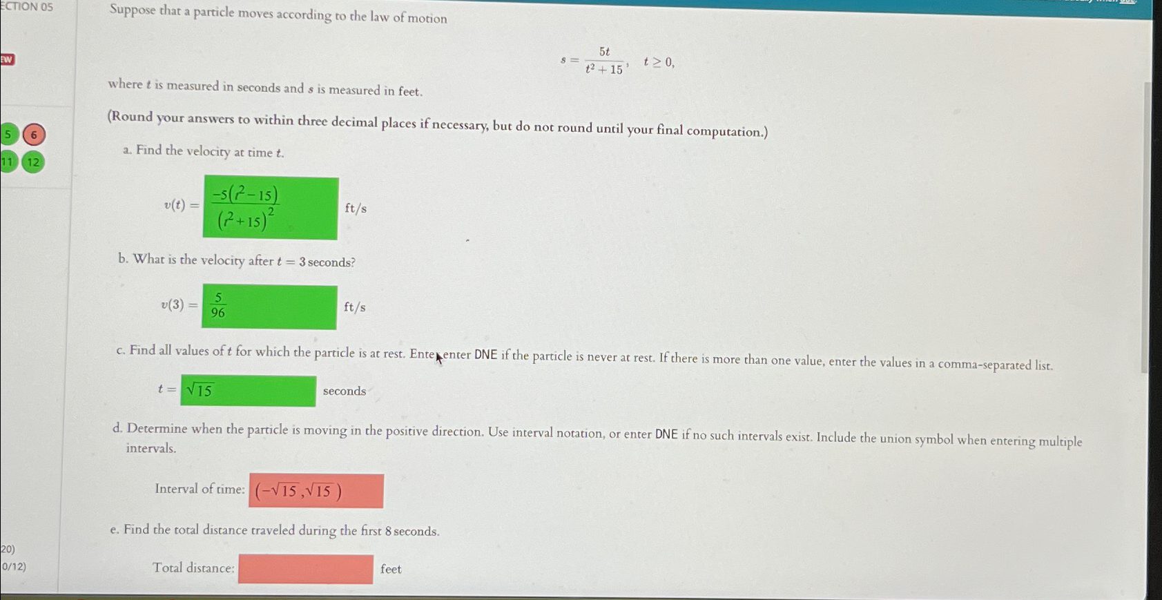 Solved ECTION 05 ﻿Suppose that a particle moves according to | Chegg.com