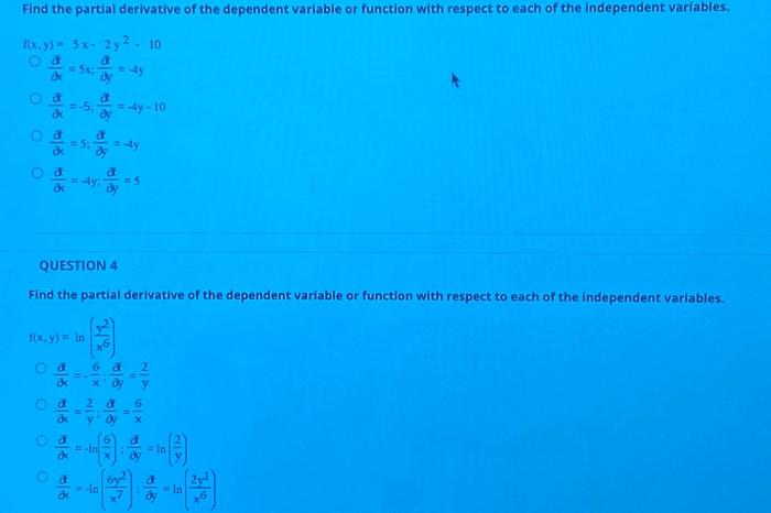 Solved Find the partial derivative of the dependent variable | Chegg.com
