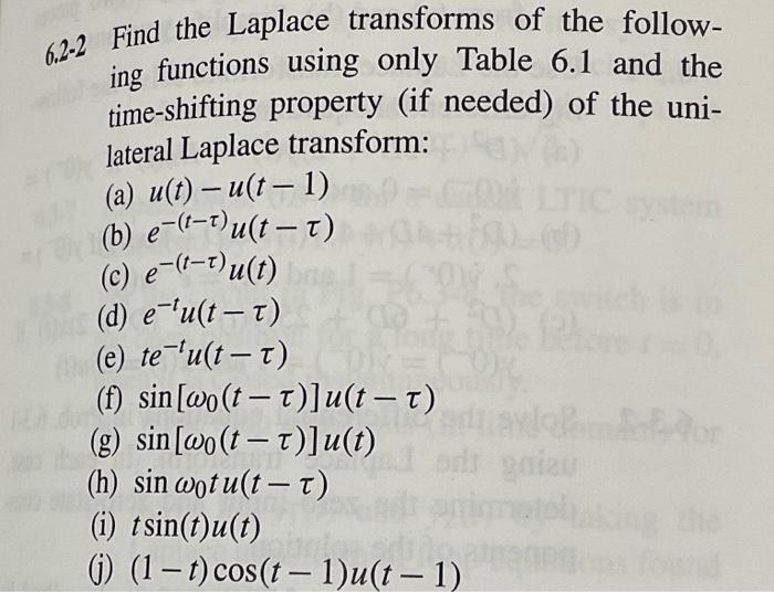 Solved 6.2−2 Find the Laplace transforms of the following | Chegg.com