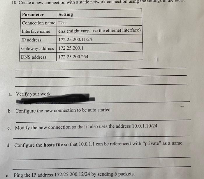 Solved a. Verify your work. b. Configure the new connection | Chegg.com
