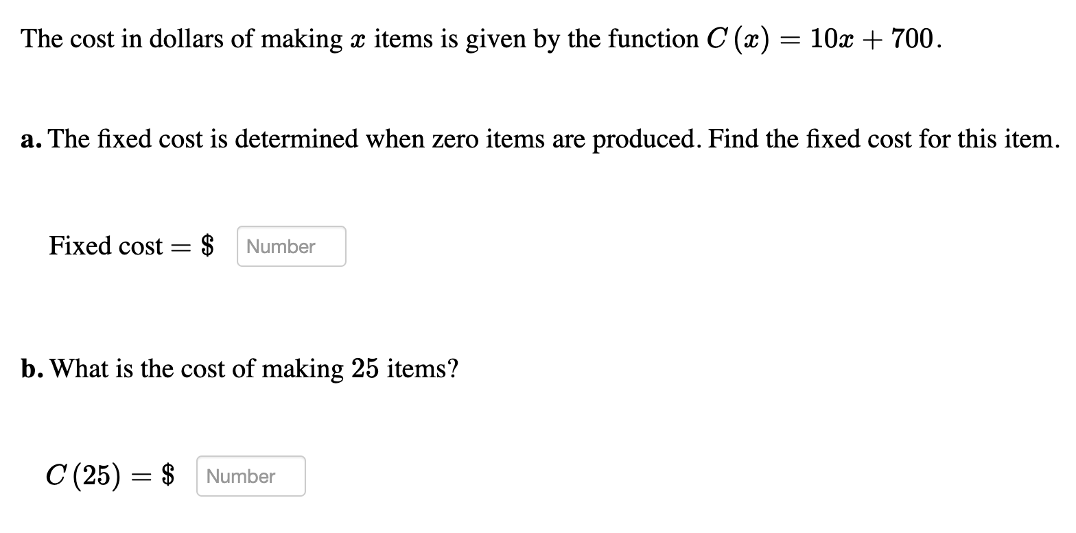 Solved The cost in dollars of making x ﻿items is given by | Chegg.com