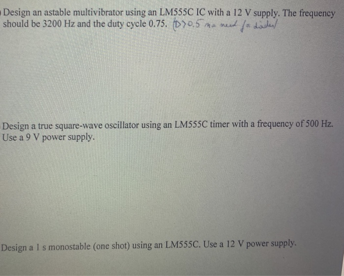 Solved Design an astable multivibrator using an LM555C IC | Chegg.com