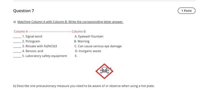 Solved a) Matching Column A with Column B: Write the | Chegg.com
