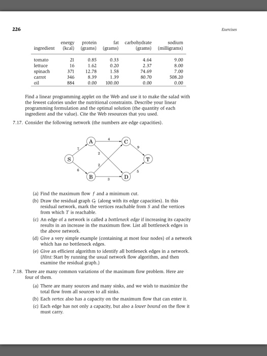 226 Exercises ingredient energy protein fat | Chegg.com